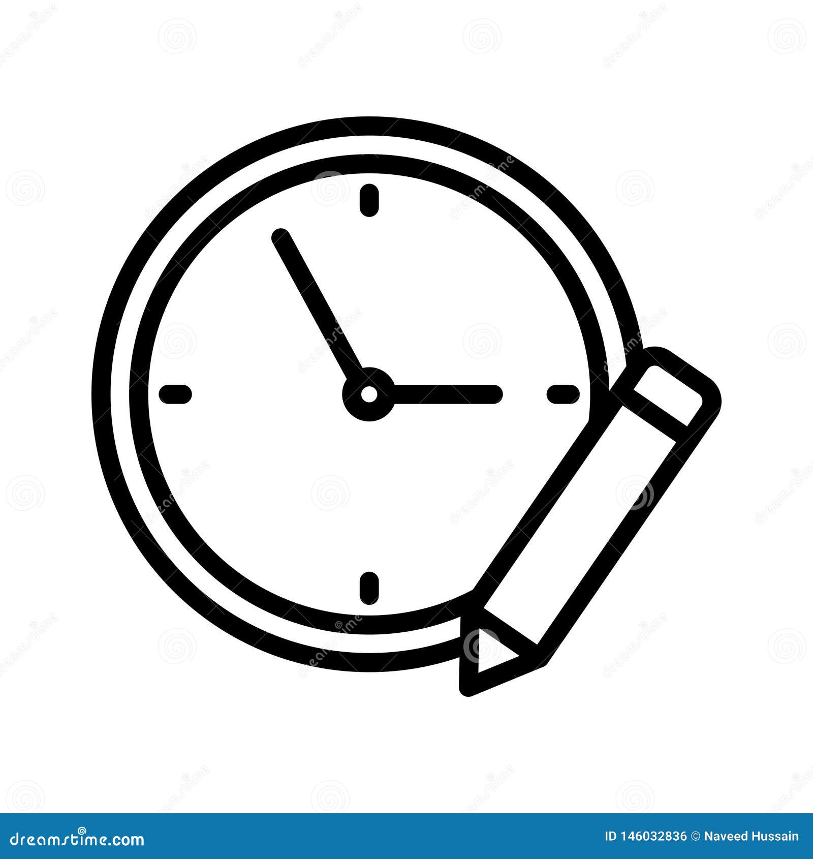 Edit Clock Thin Line Vector Icon Stock Vector - Illustration of ...