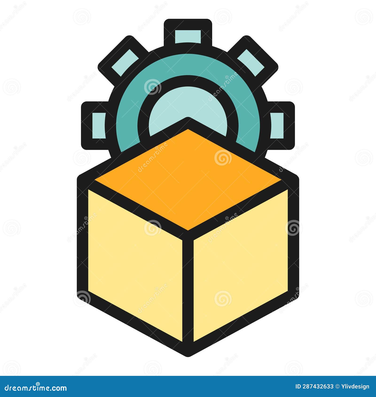 Edit Cube Gear Icon Vector Flat Stock Vector - Illustration of outline ...
