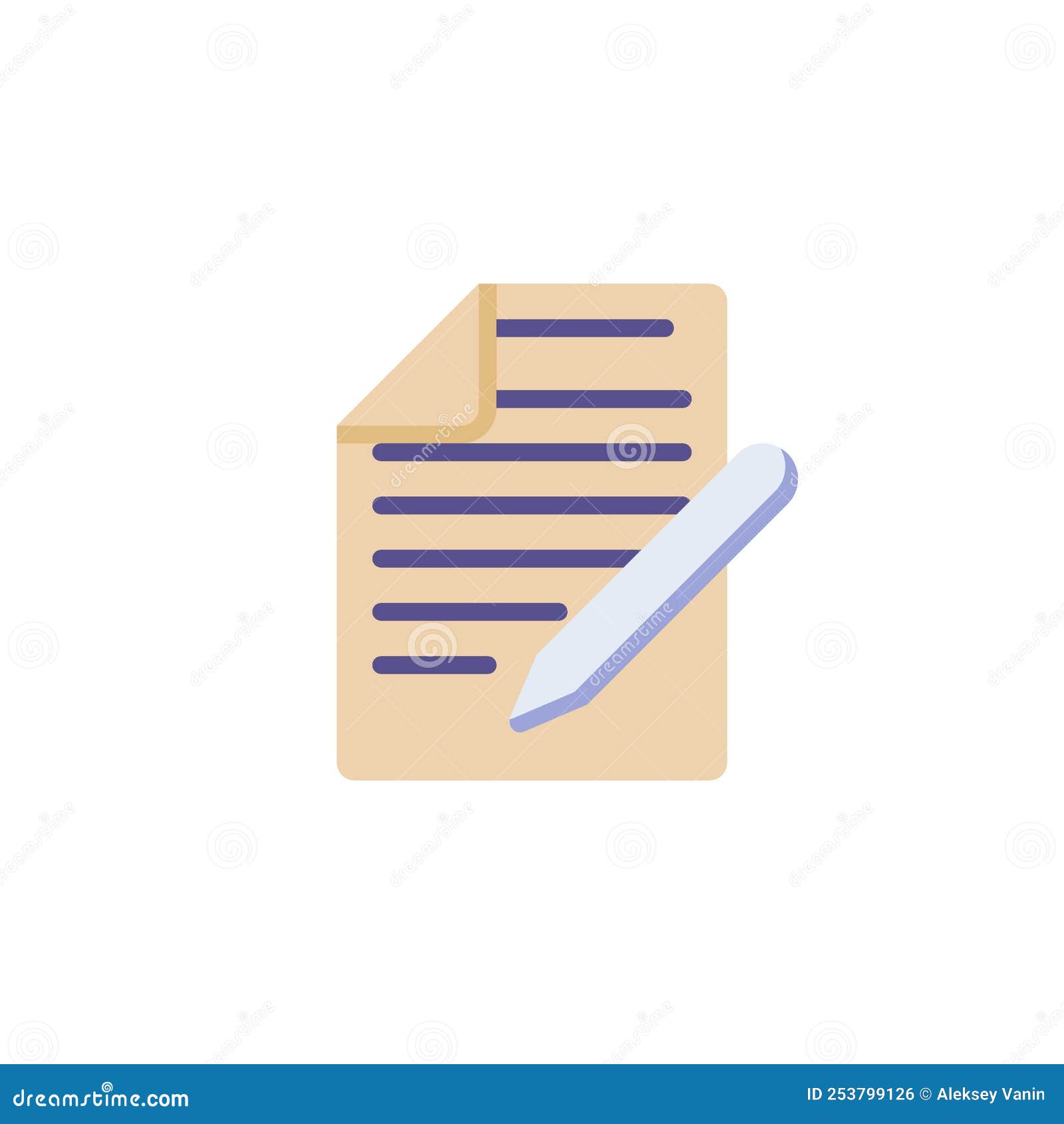 Edit document flat icon stock vector. Illustration of pencil - 253799126