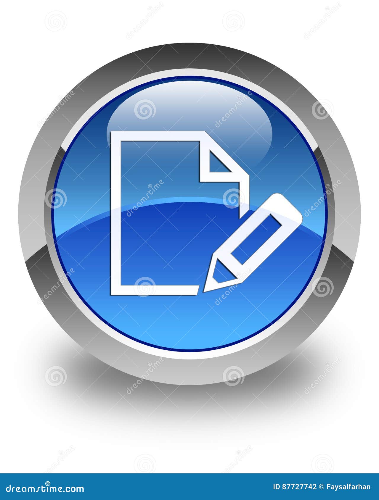 Edit Document Icon Glossy Blue Round Button Stock Illustration ...
