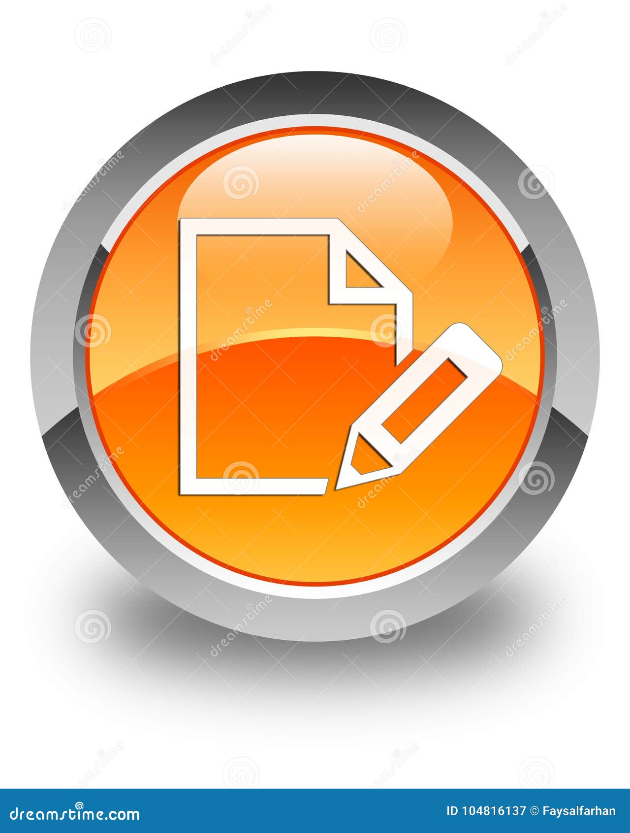 Edit Document Icon Glossy Orange Round Button Stock Illustration ...