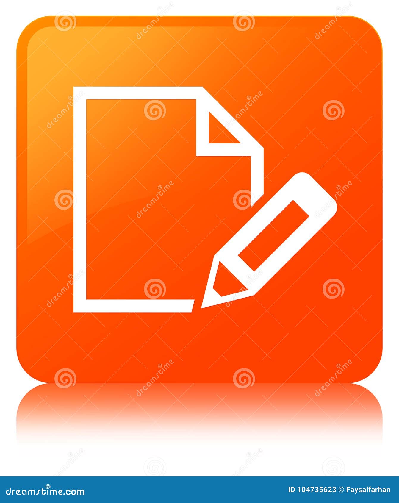 Edit Document Icon Orange Square Button Stock Illustration ...