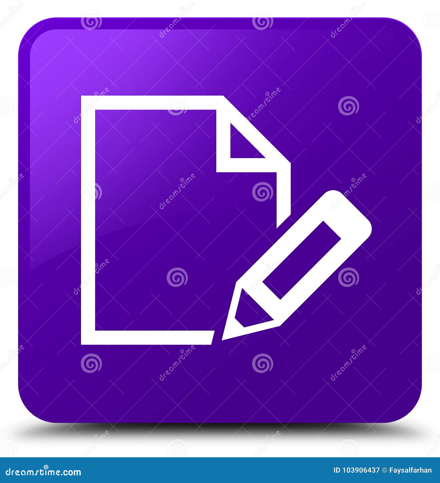 Edit Document Icon Purple Square Button Stock Illustration ...