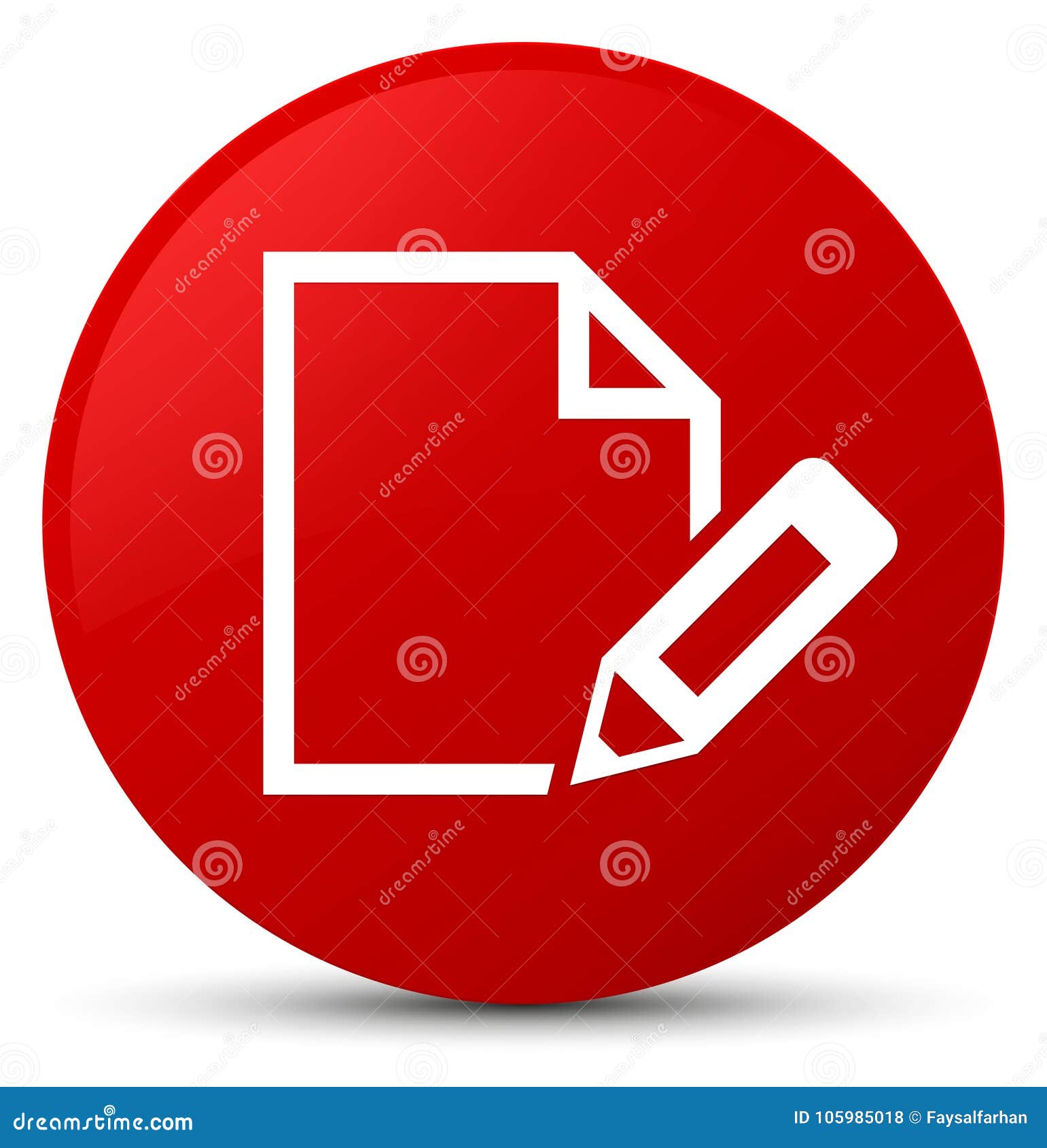 Edit Document Icon Red Round Button Stock Illustration - Illustration ...