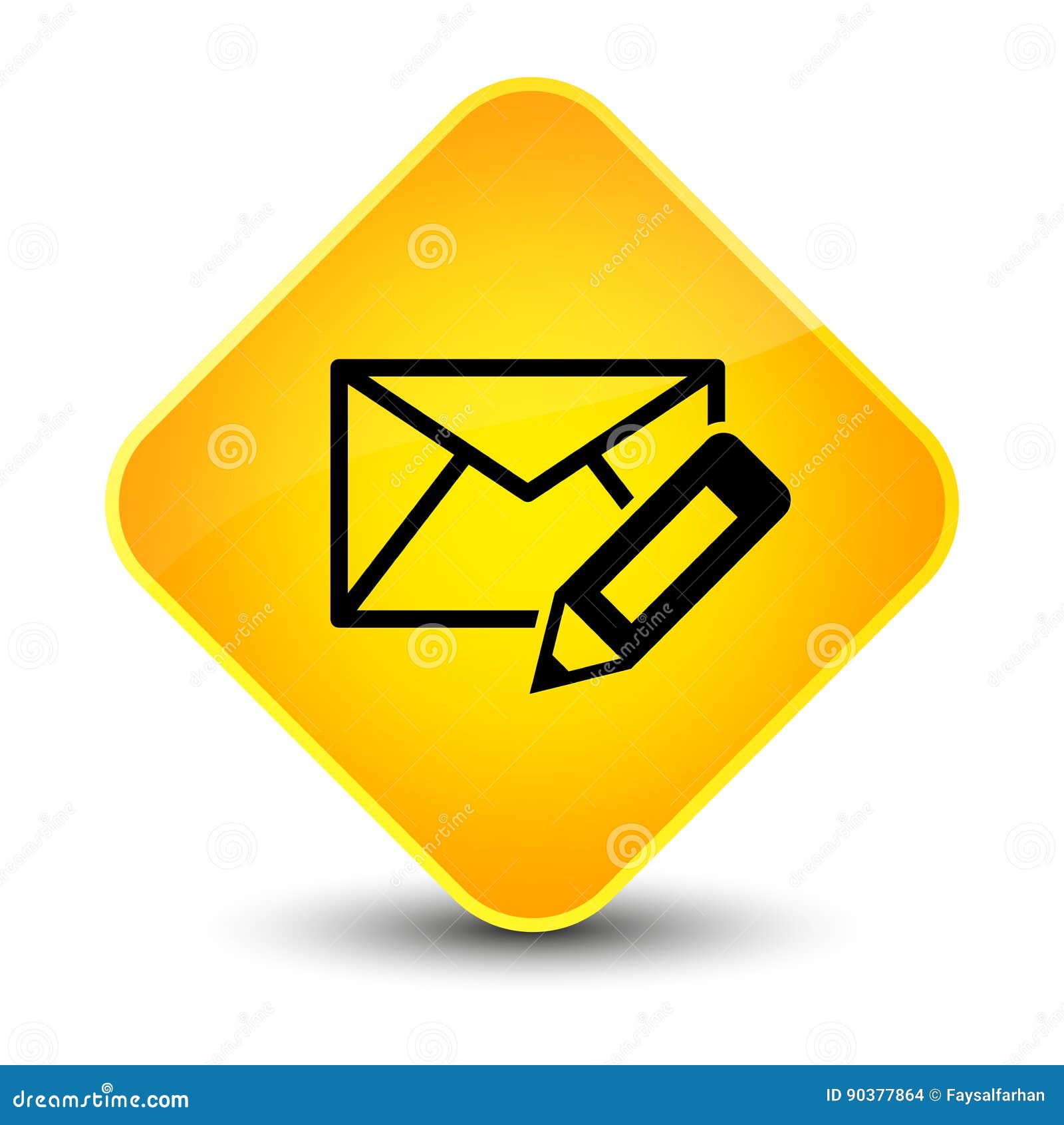 Edit Email Icon Elegant Yellow Diamond Button Stock Illustration ...