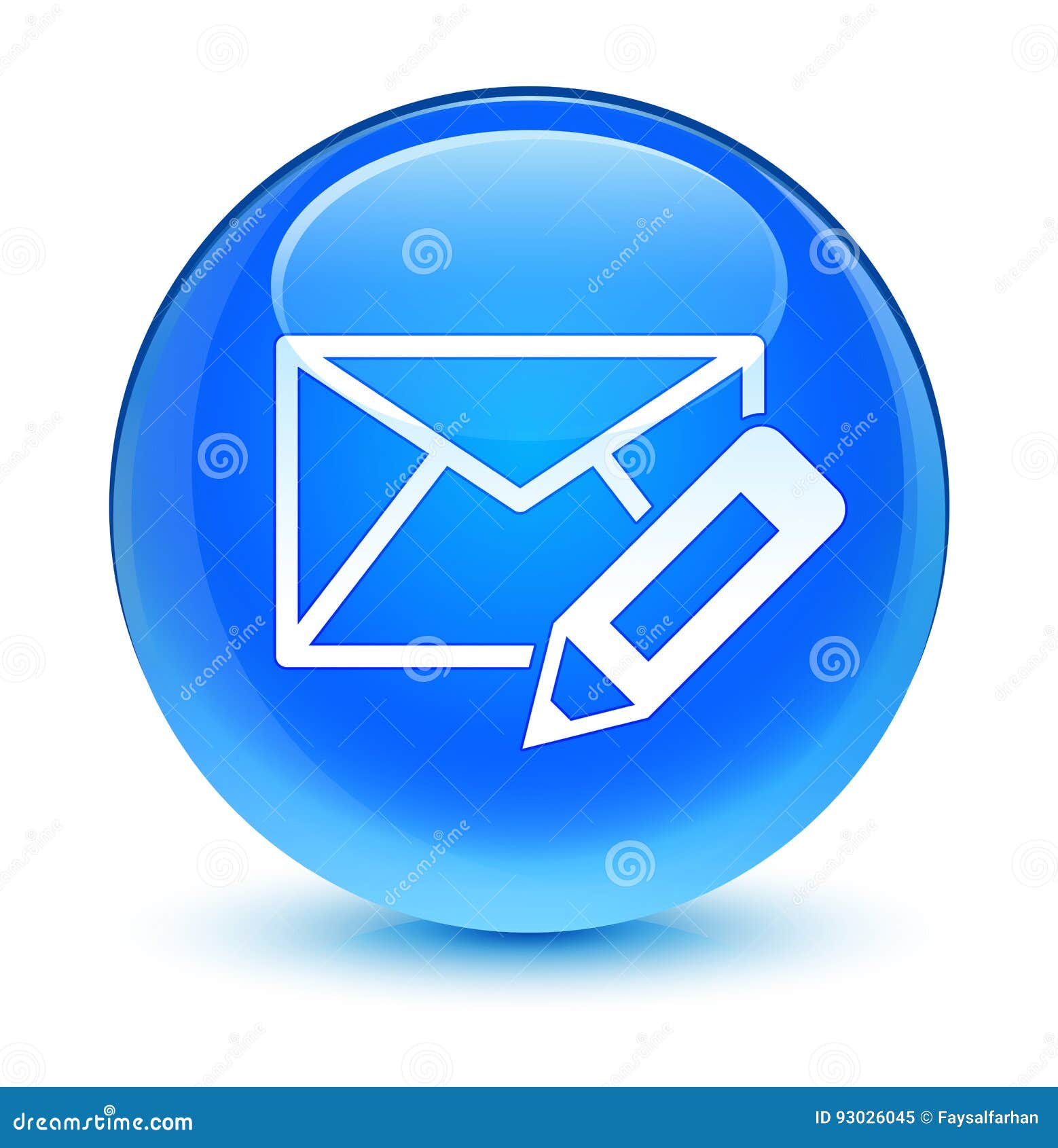 Edit Email Icon Glassy Cyan Blue Round Button Stock Illustration ...