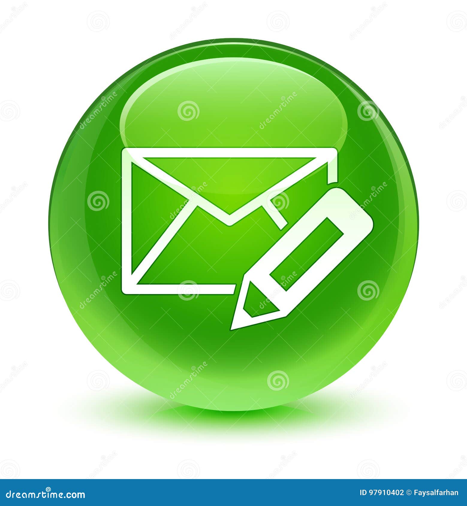 Edit Email Icon Glassy Green Round Button Stock Illustration ...