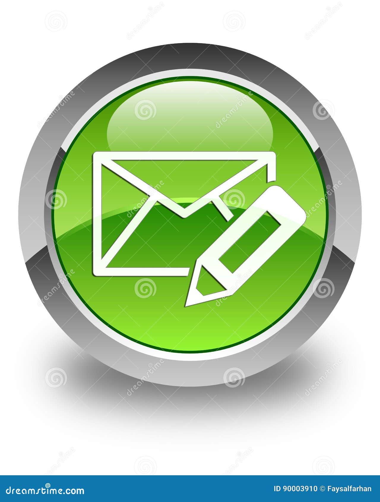 Edit Email Icon Glossy Green Round Button Stock Illustration ...