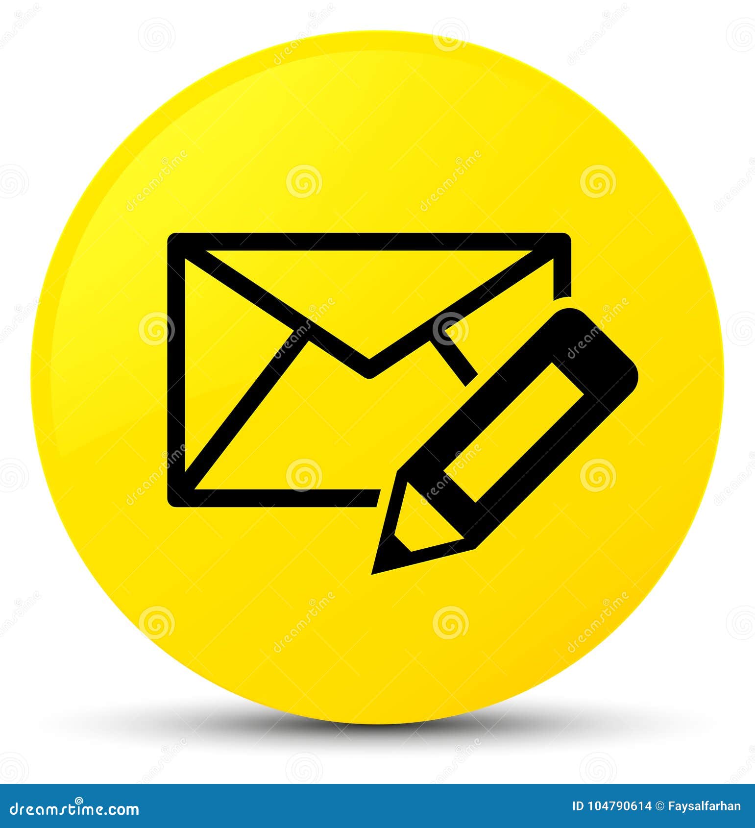 Edit Email Icon Yellow Round Button Stock Illustration - Illustration ...