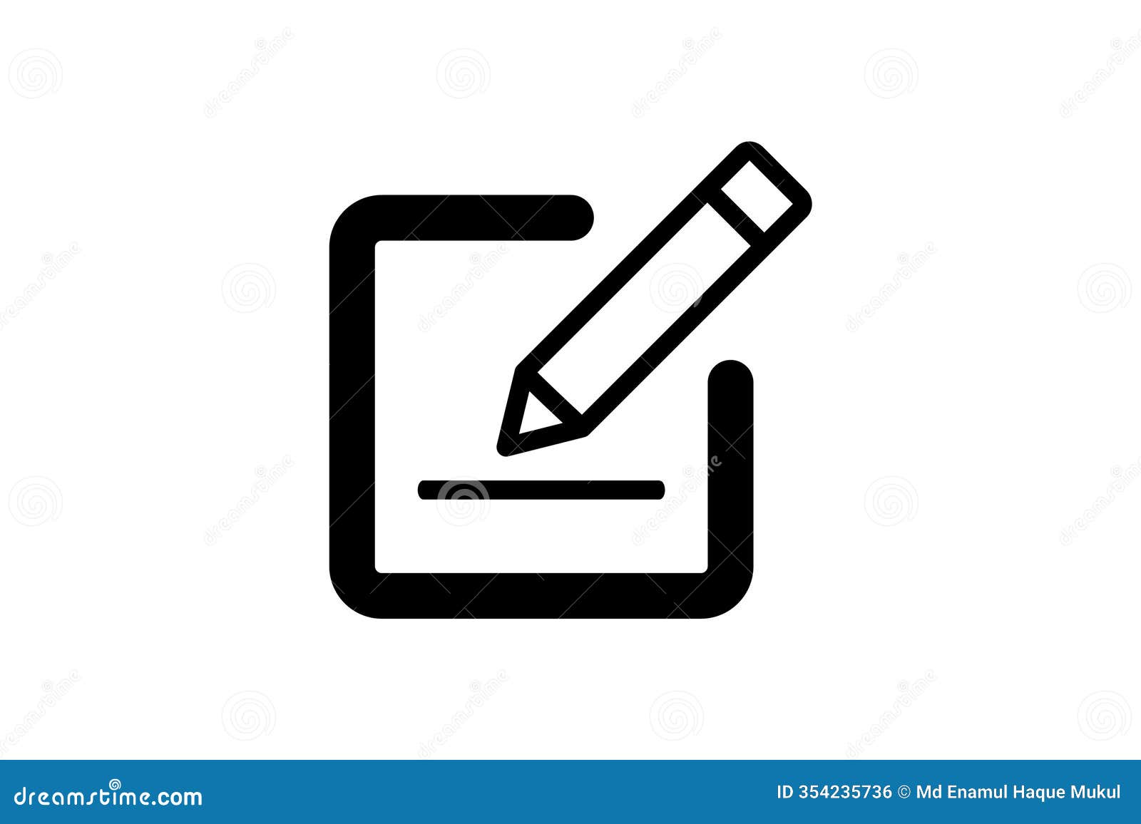 Edit Icon of a Pencil Writing on a Document. Edit Thin Line Icon Vector ...