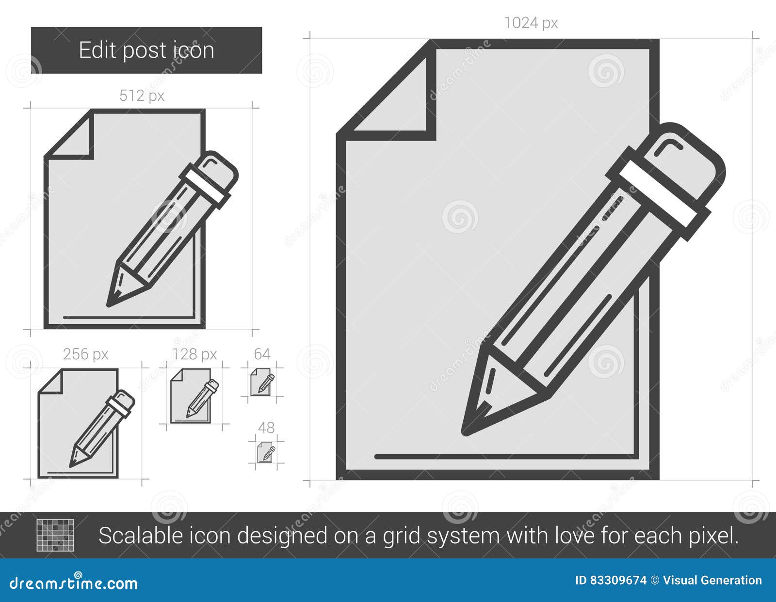 Edit post line icon. stock vector. Illustration of design - 83309674