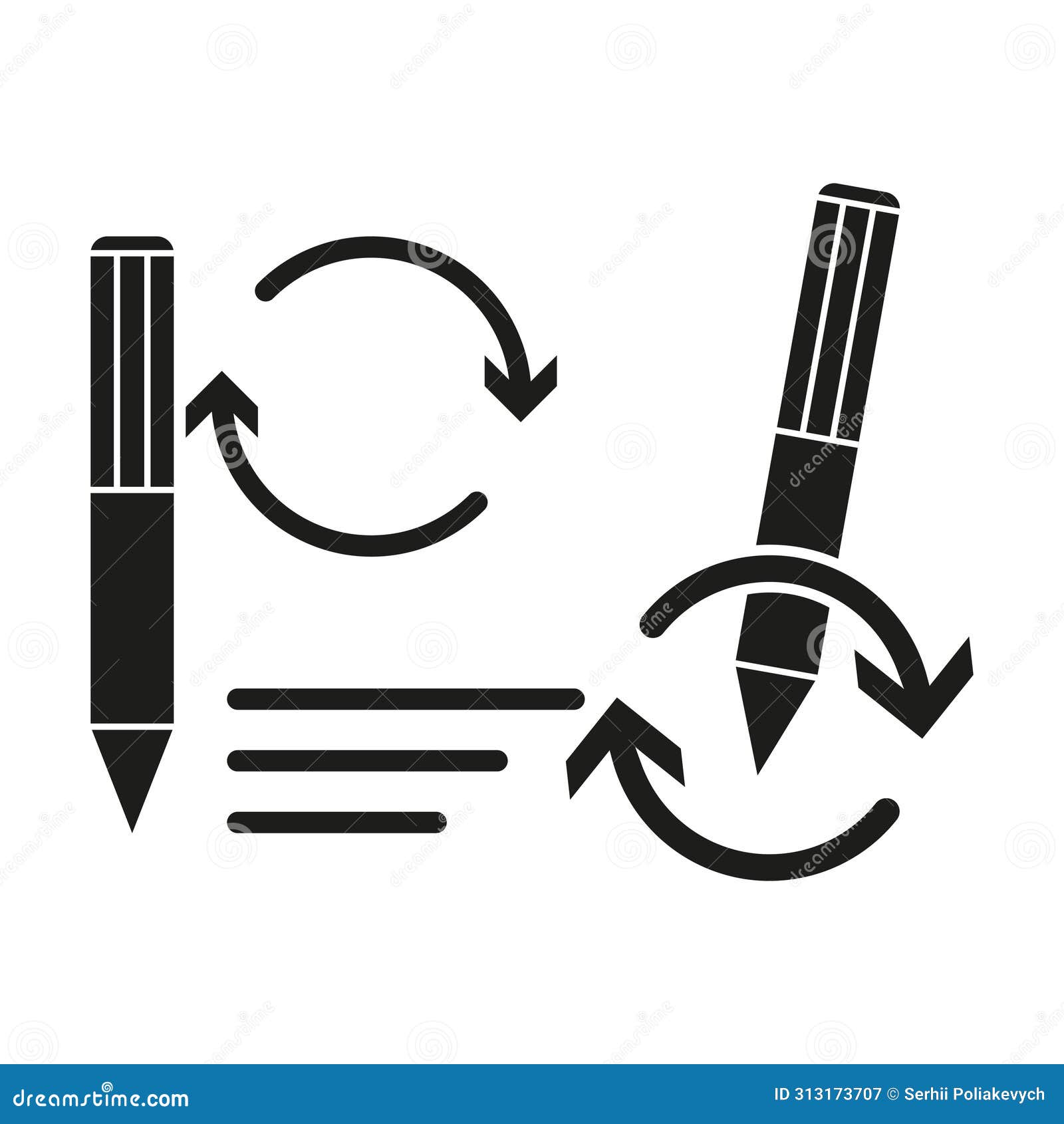 Edit Process Icons. Pencils with Arrows. Writing and Revision. Vector ...