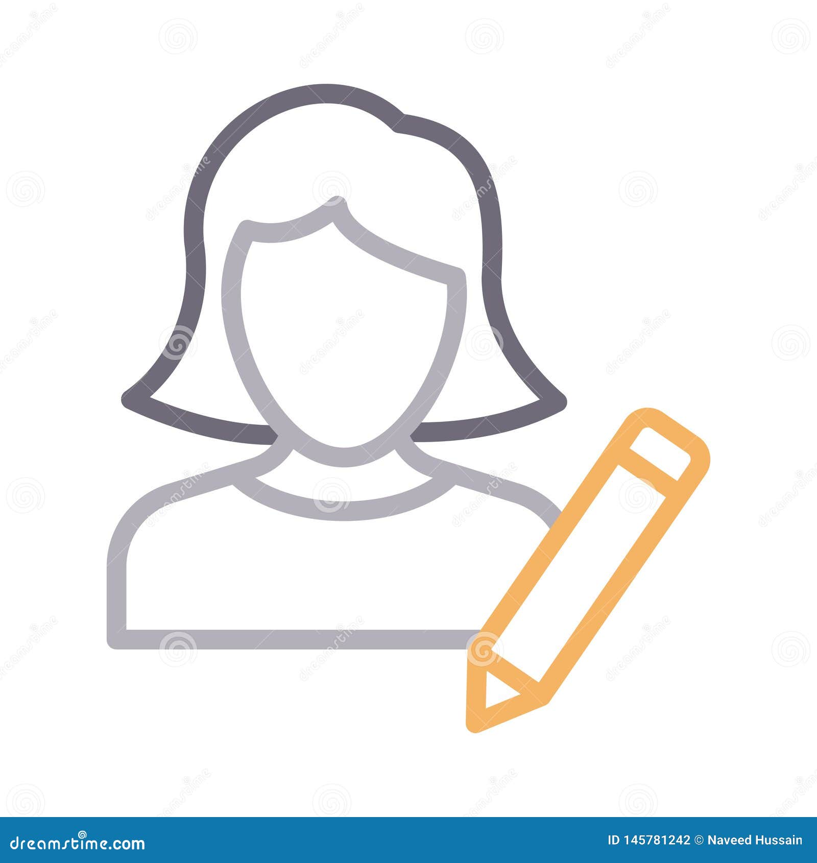 Edit Profile Thin Color Line Vector Icon Stock Illustration ...