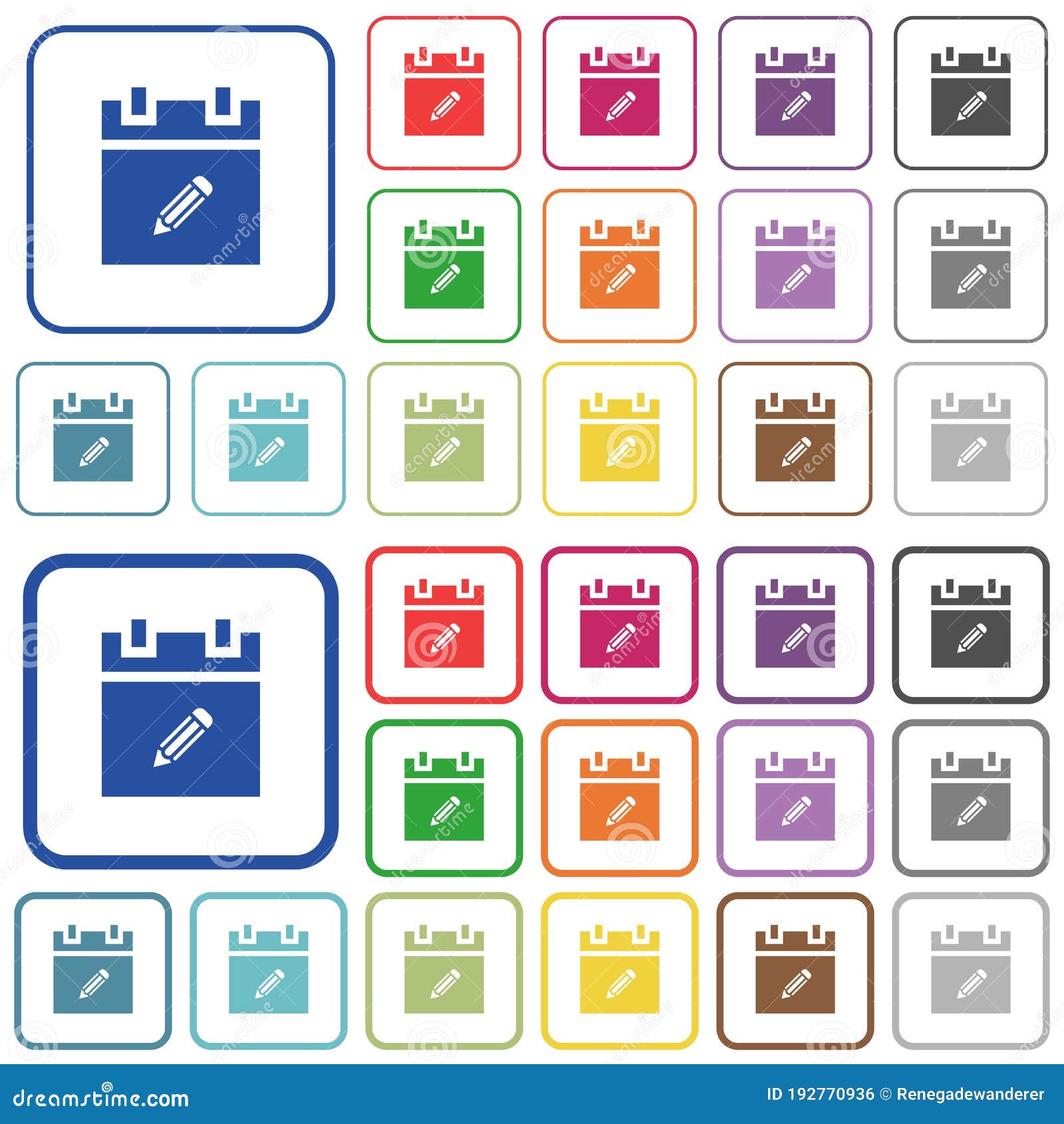 Edit Schedule Item Outlined Flat Color Icons Stock Illustration ...