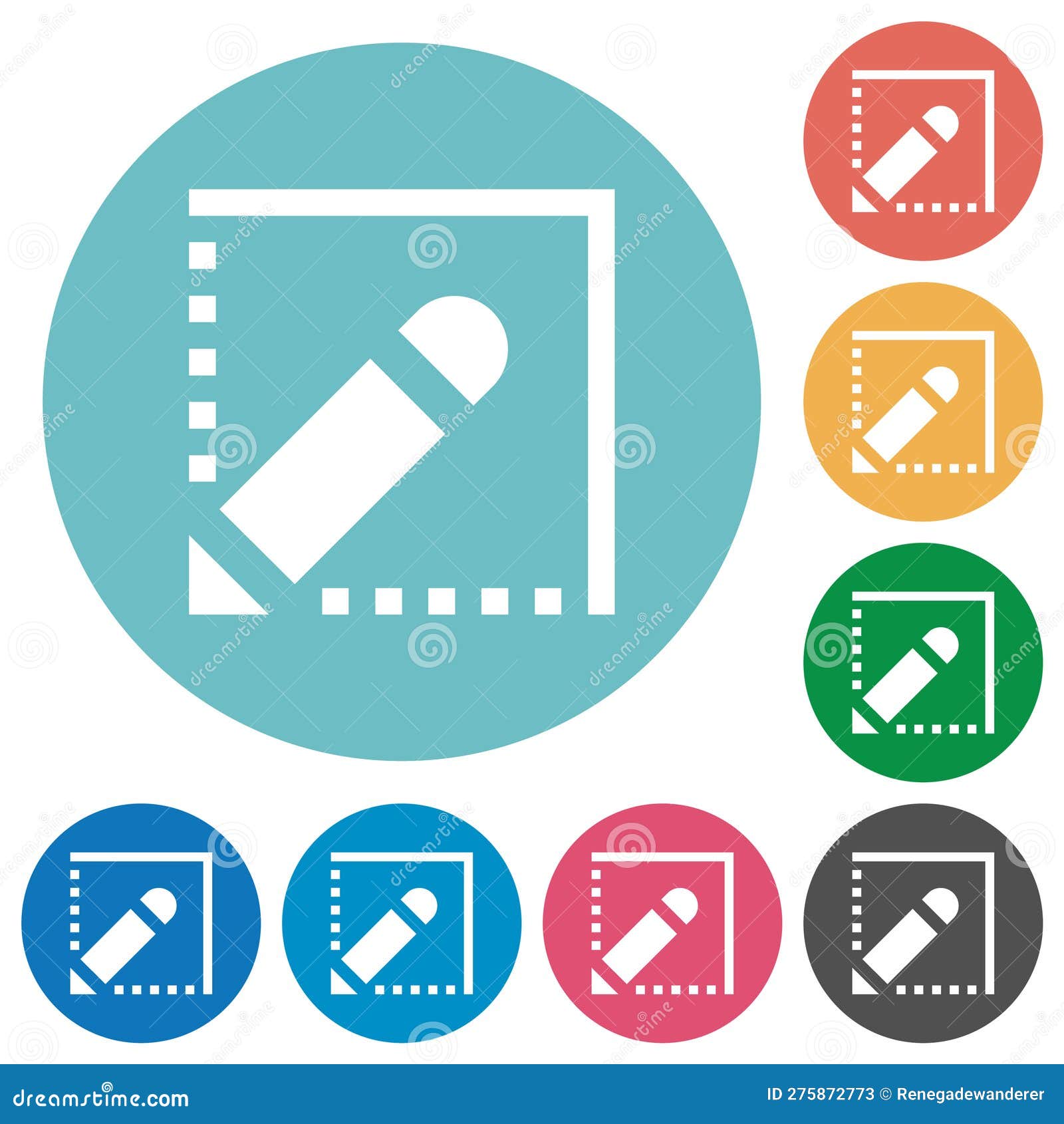 Edit Shape Flat White Icons On Round Color Backgrounds Cartoon Vector ...