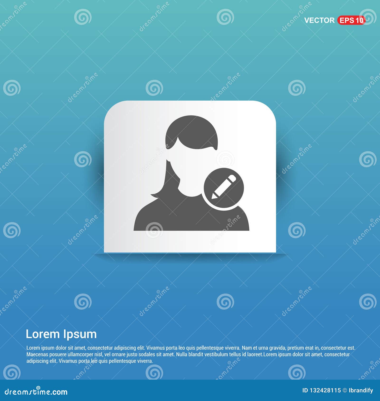 Edit User Icon - Blue Sticker Button Stock Vector - Illustration of ...