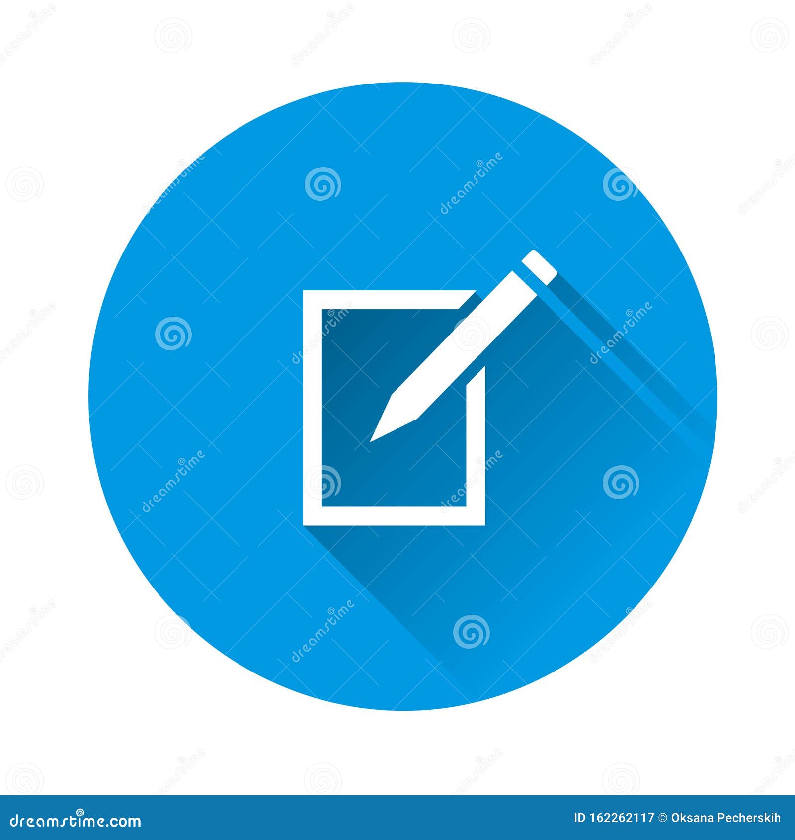 Edit Vector Icon on on Blue Background. Document Pencil Edit Stock ...