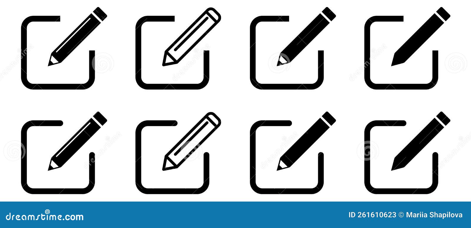 Edit Pen Vector Icon Set. Modify Pencil Symbol. Writing Note Sign ...