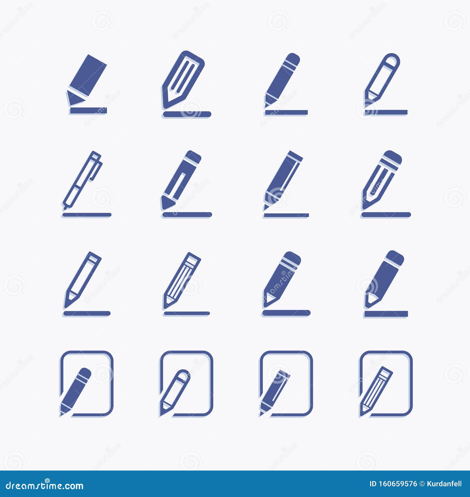 Edit Vector Pictogram Icons. Write Pen Concept Icons for Web Site or ...