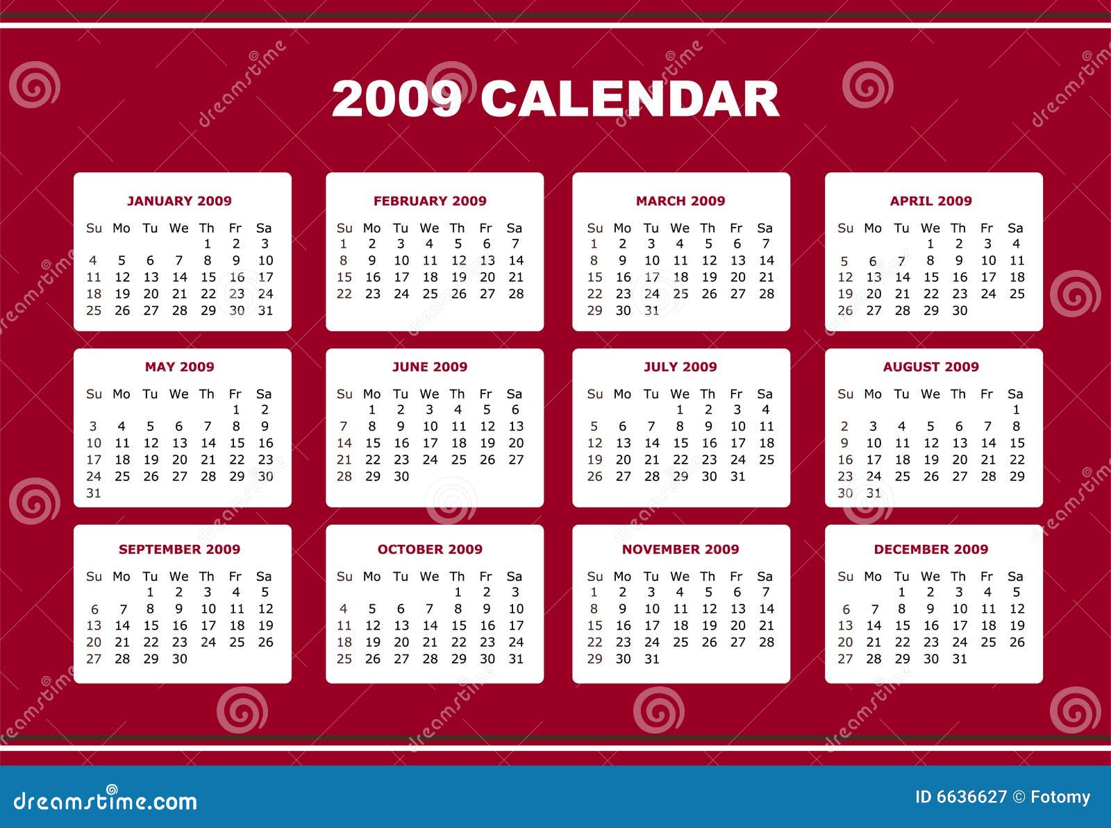 Editable 2009 calendar stock vector. Illustration of organizer - 6636627