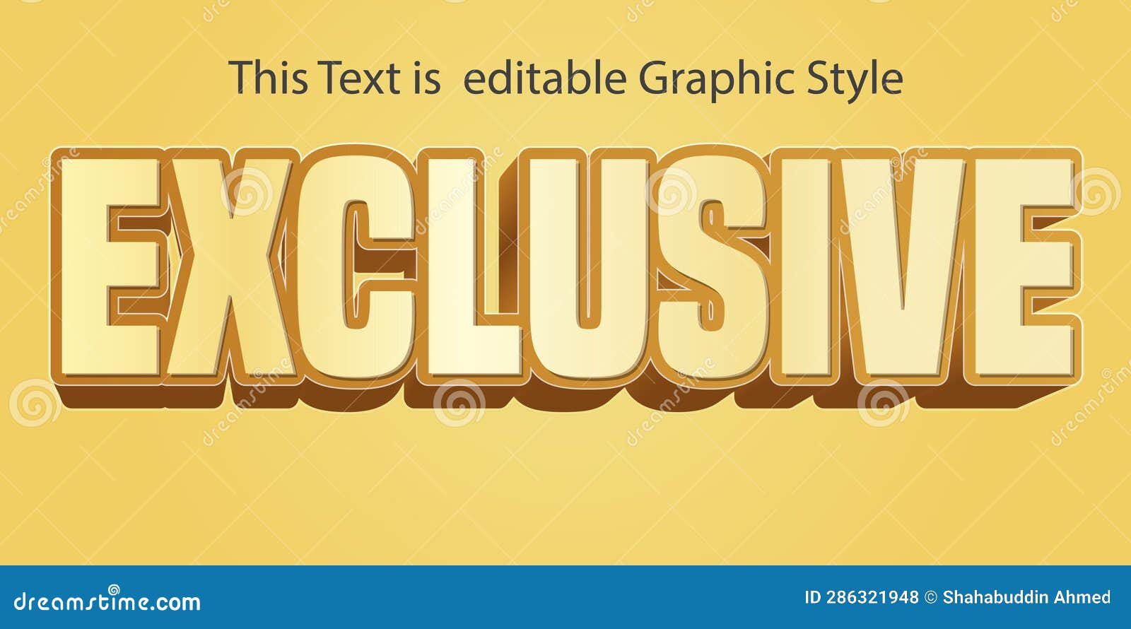 Editable 3D Exclusive Word Text Effect. Stock Vector - Illustration of ...
