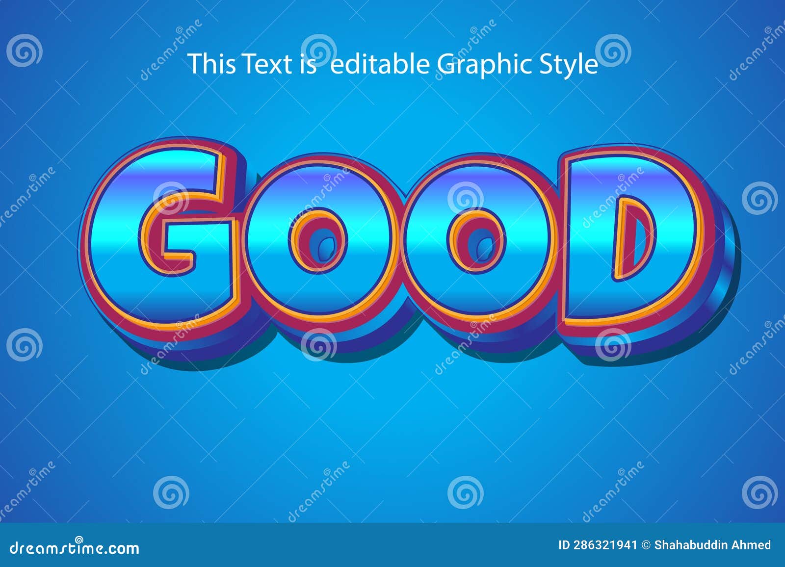 Editable 3D Word Good Text Effect. Stock Vector - Illustration of retro ...