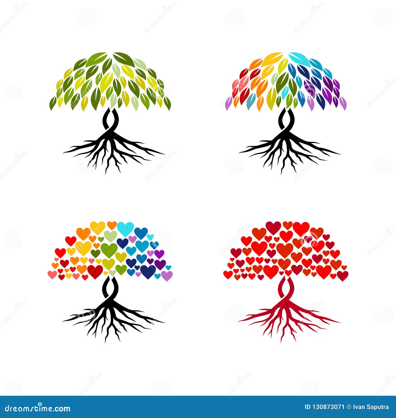 Abstract Tree Vector Collection, Colourful Abstract Tree Vector Stock ...