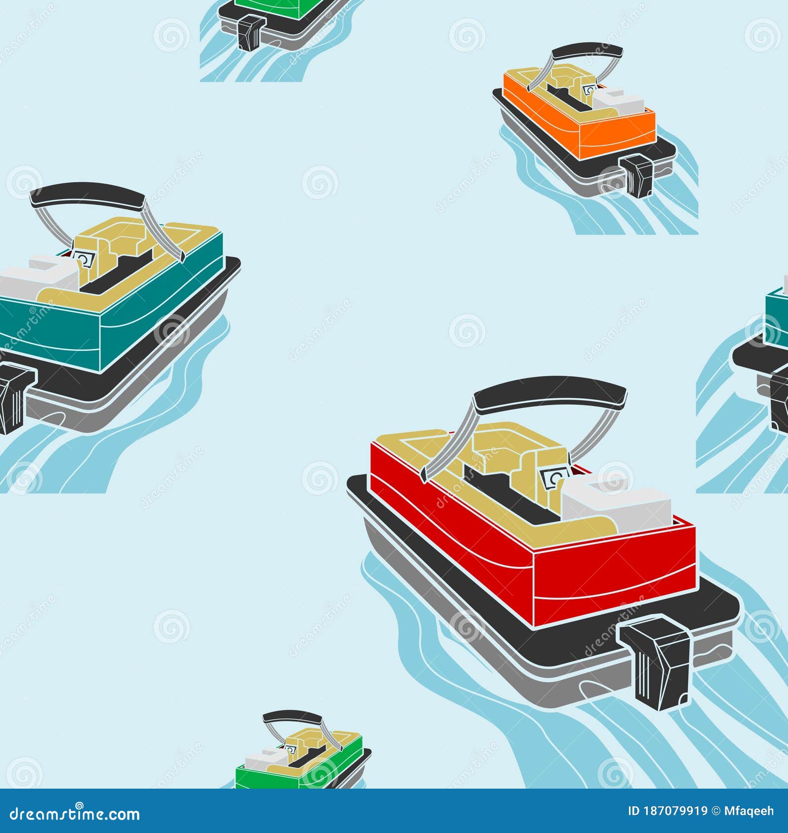 Editable American Pontoon Boat Vector Illustration Seamless Pattern ...