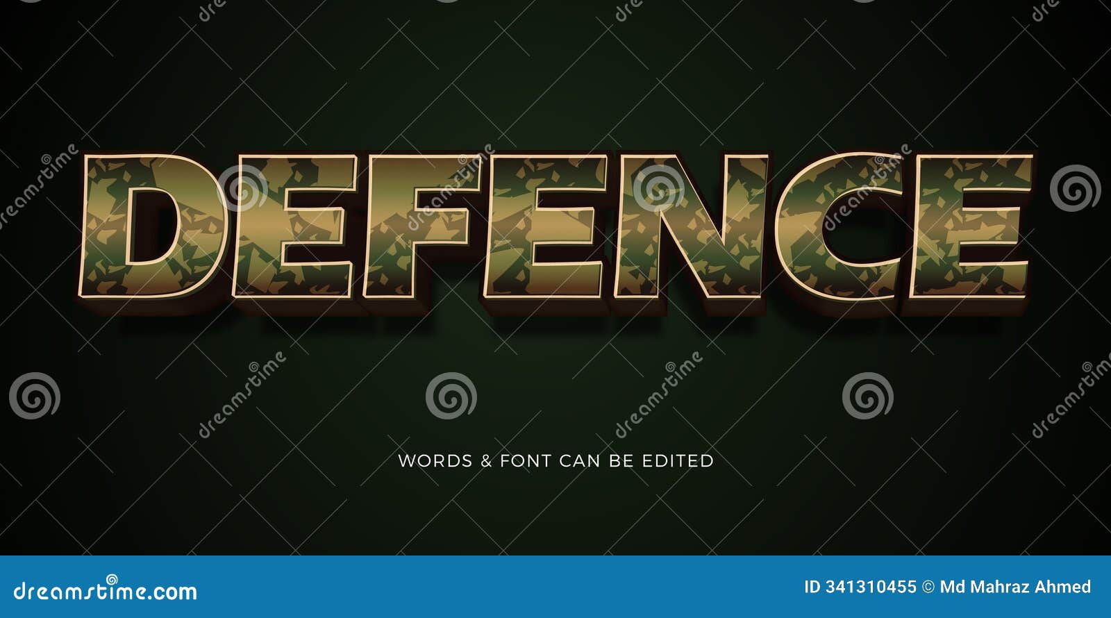 Army 3d Text Style Effect Themed Military Uniform Vector Illustration ...