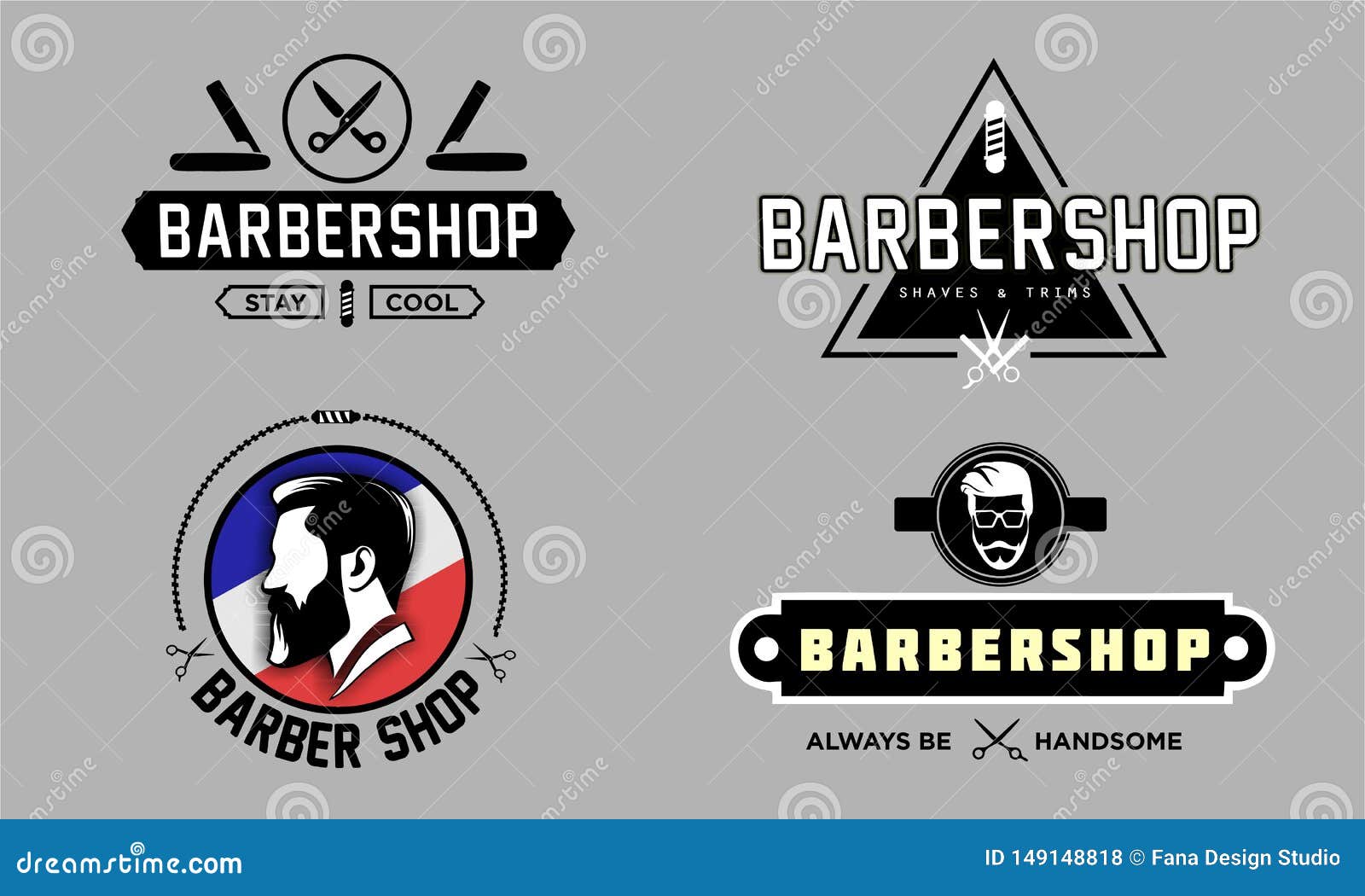 Editable Barber Shop Logo Bundle Stock Vector - Illustration of ...
