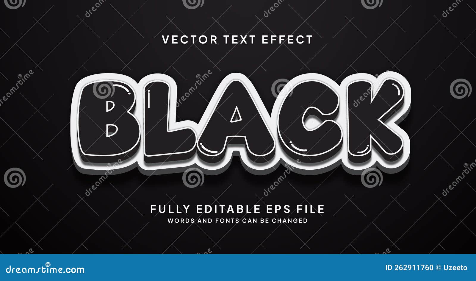 Editable Black Text Effect With Black Background Vector Illustration ...
