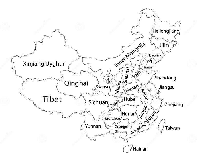 Editable Blank Vector Map of China. Administrative Divisions of China ...
