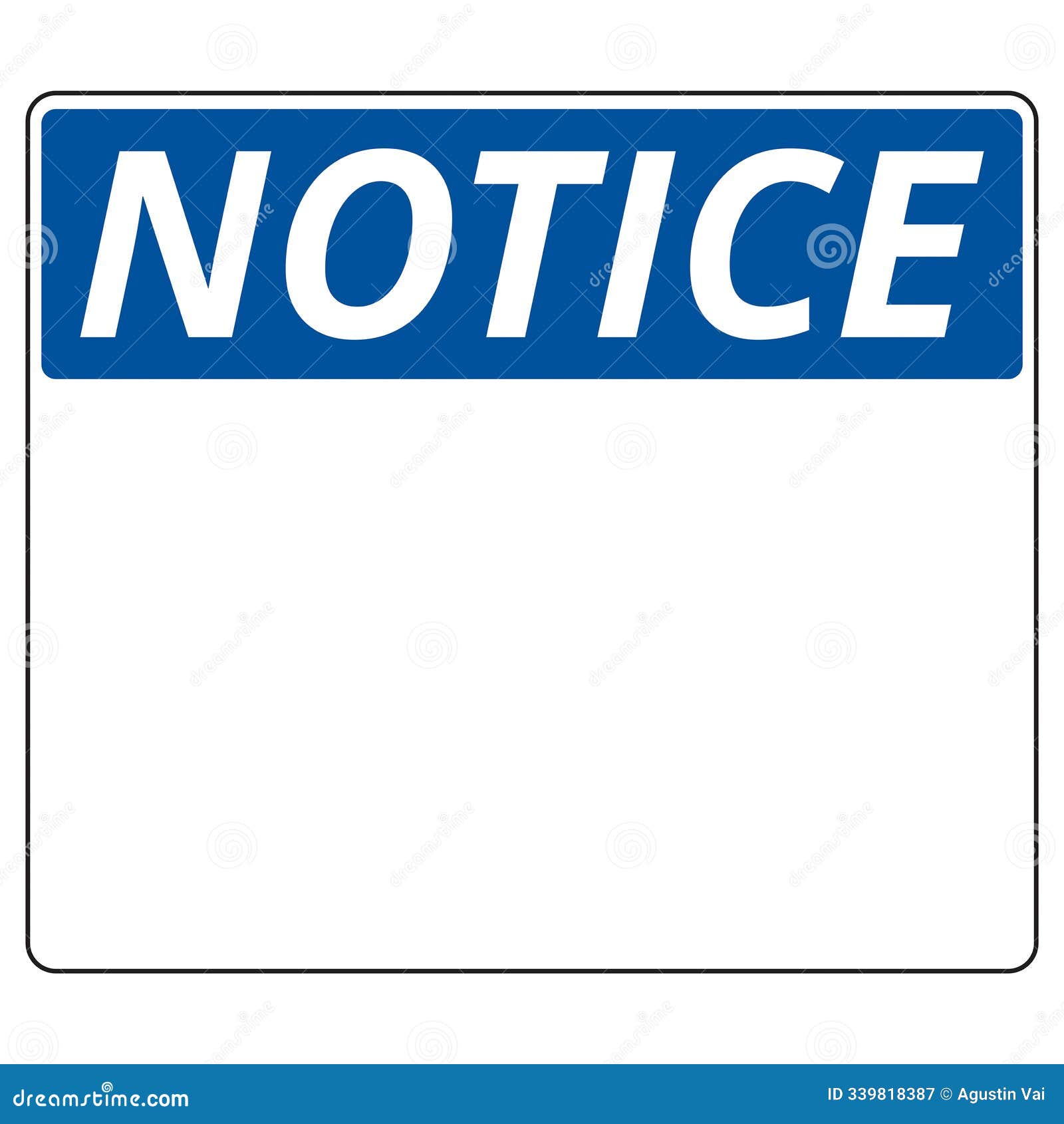 Editable Blank White and Blue Notice Banner with Copy Space Stock ...