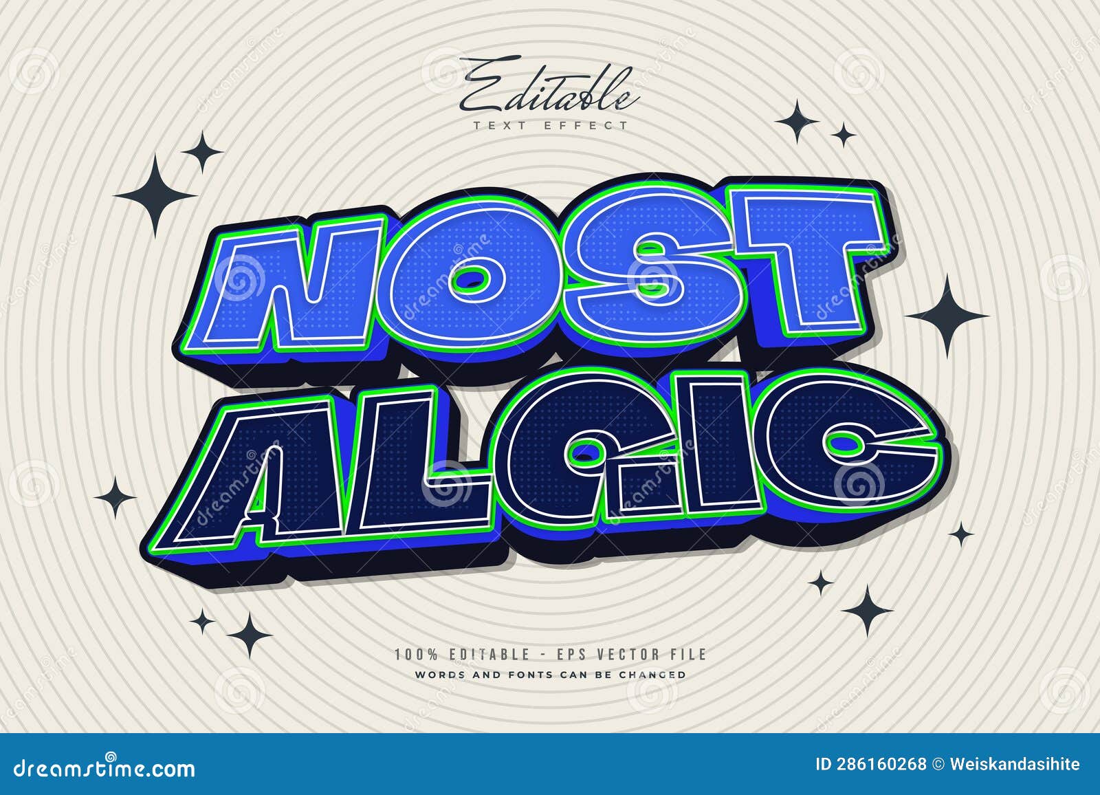Editable Bold Nostalgic Text Effect in Retro Style Stock Vector ...