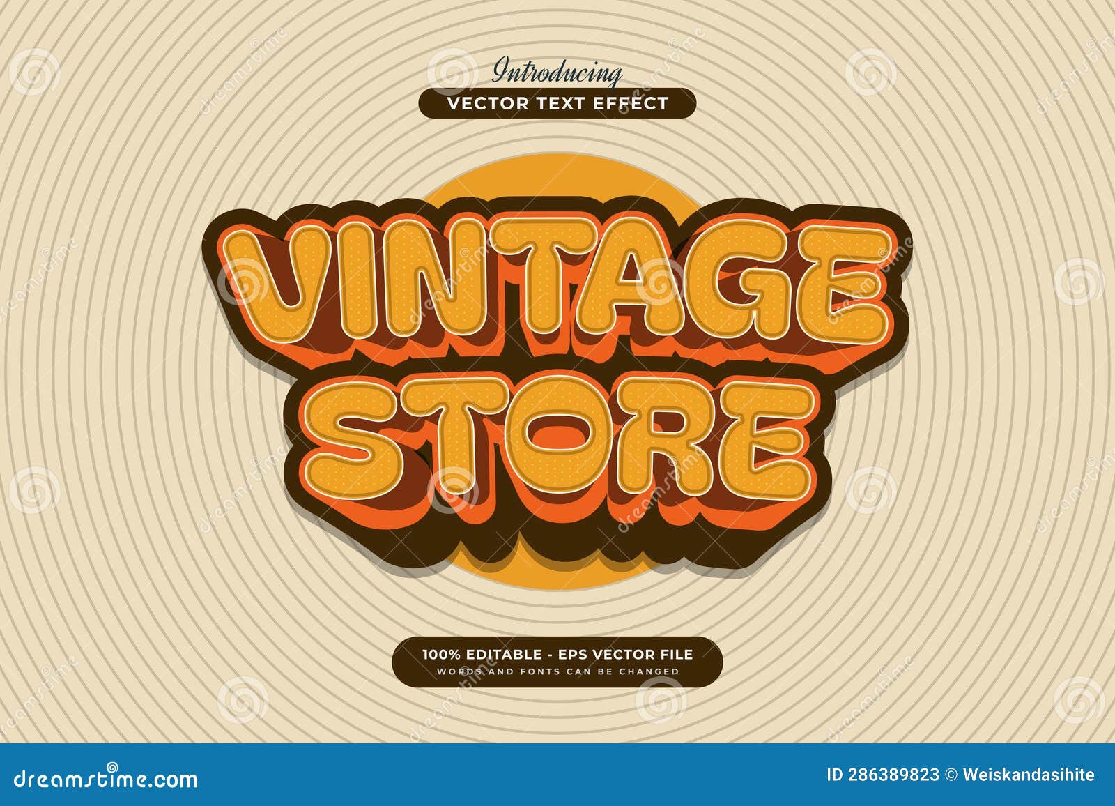 Editable Bold Vintage Text Style Effect Stock Illustration ...