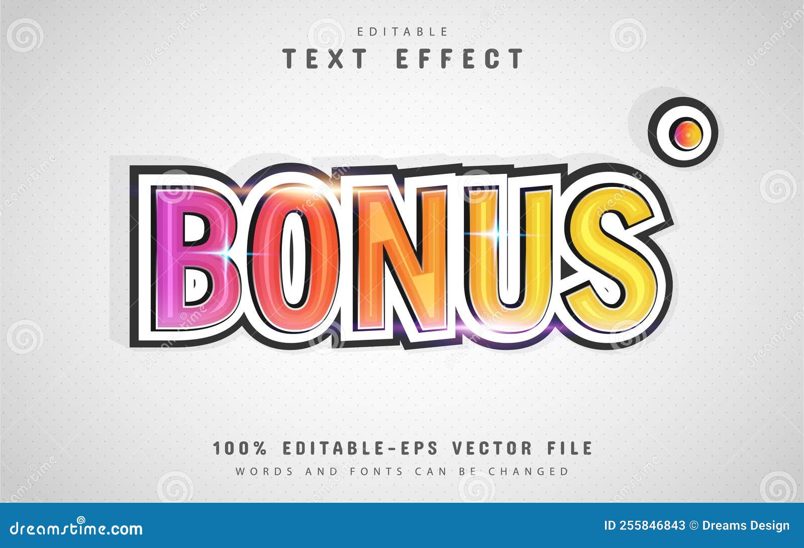 Editable Bonus Colorful Text Effects Stock Vector - Illustration of ...