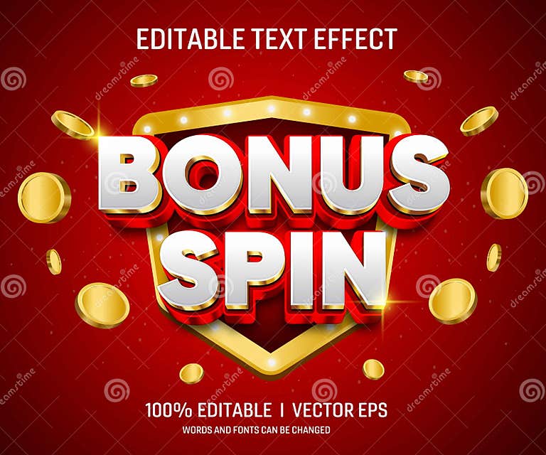Bonus Spin Vector 3d Text Effect with Modern Style Design Stock Illustration - Illustration of ...