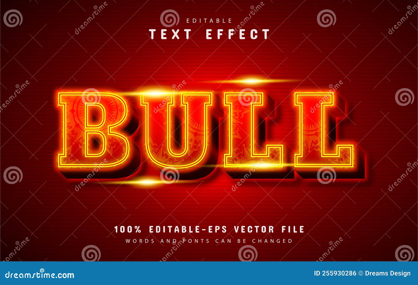 Editable bull text effect stock illustration. Illustration of template ...