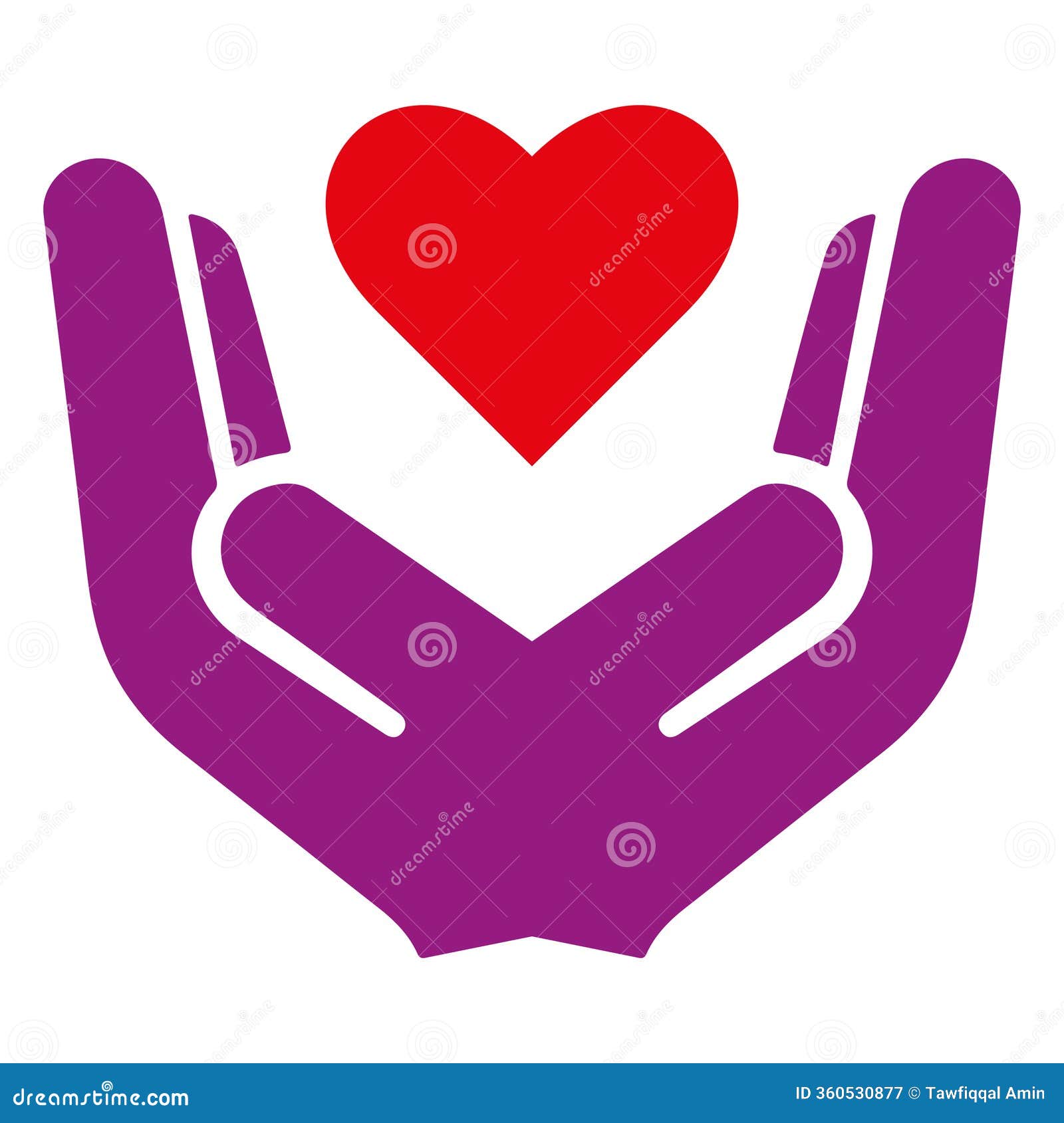 Editable Caring Purple Hands Holding Red Heart Symbol Stock ...