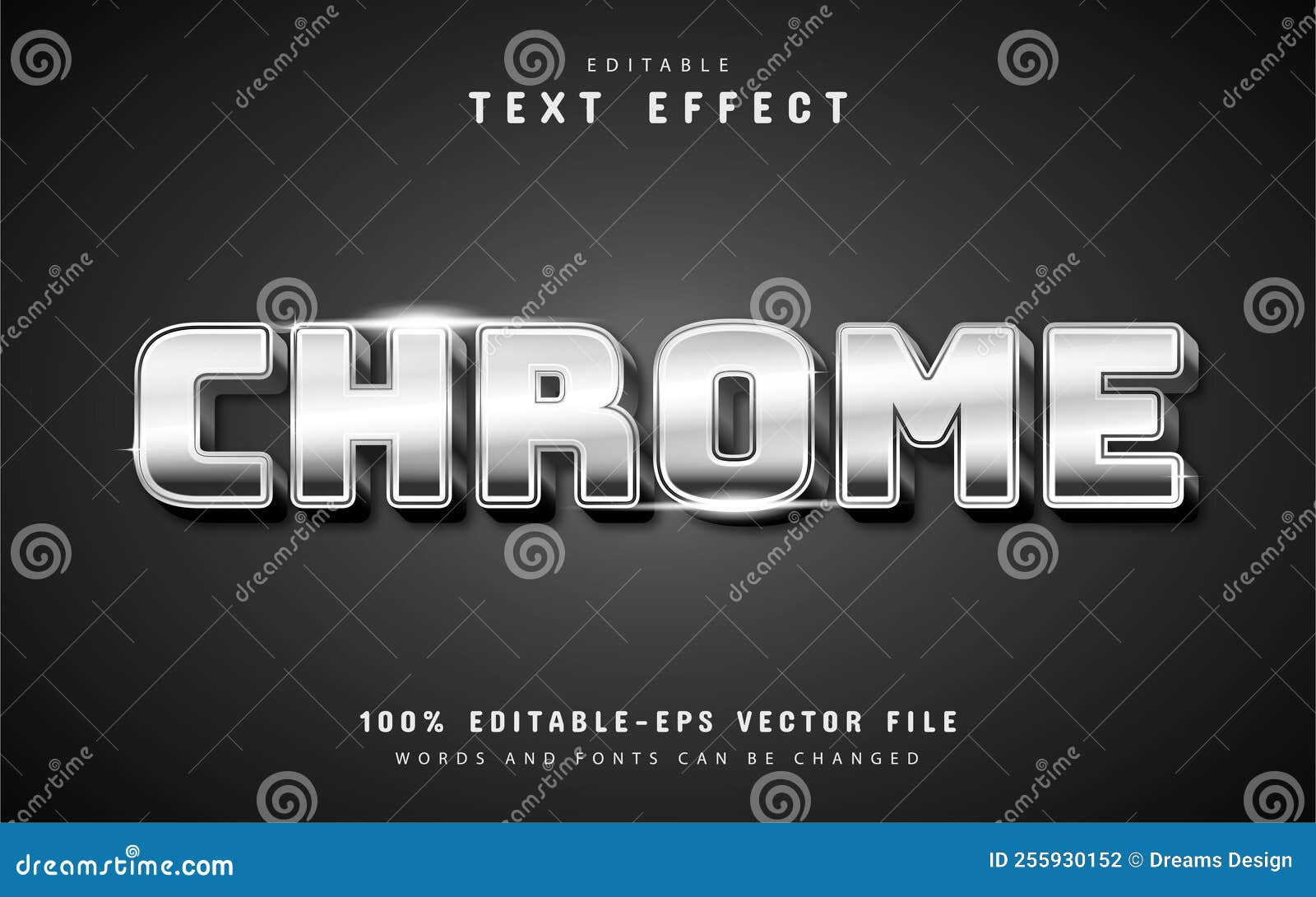 Editable Chrome Text Effects Stock Vector - Illustration of sign, graphic: 255930152