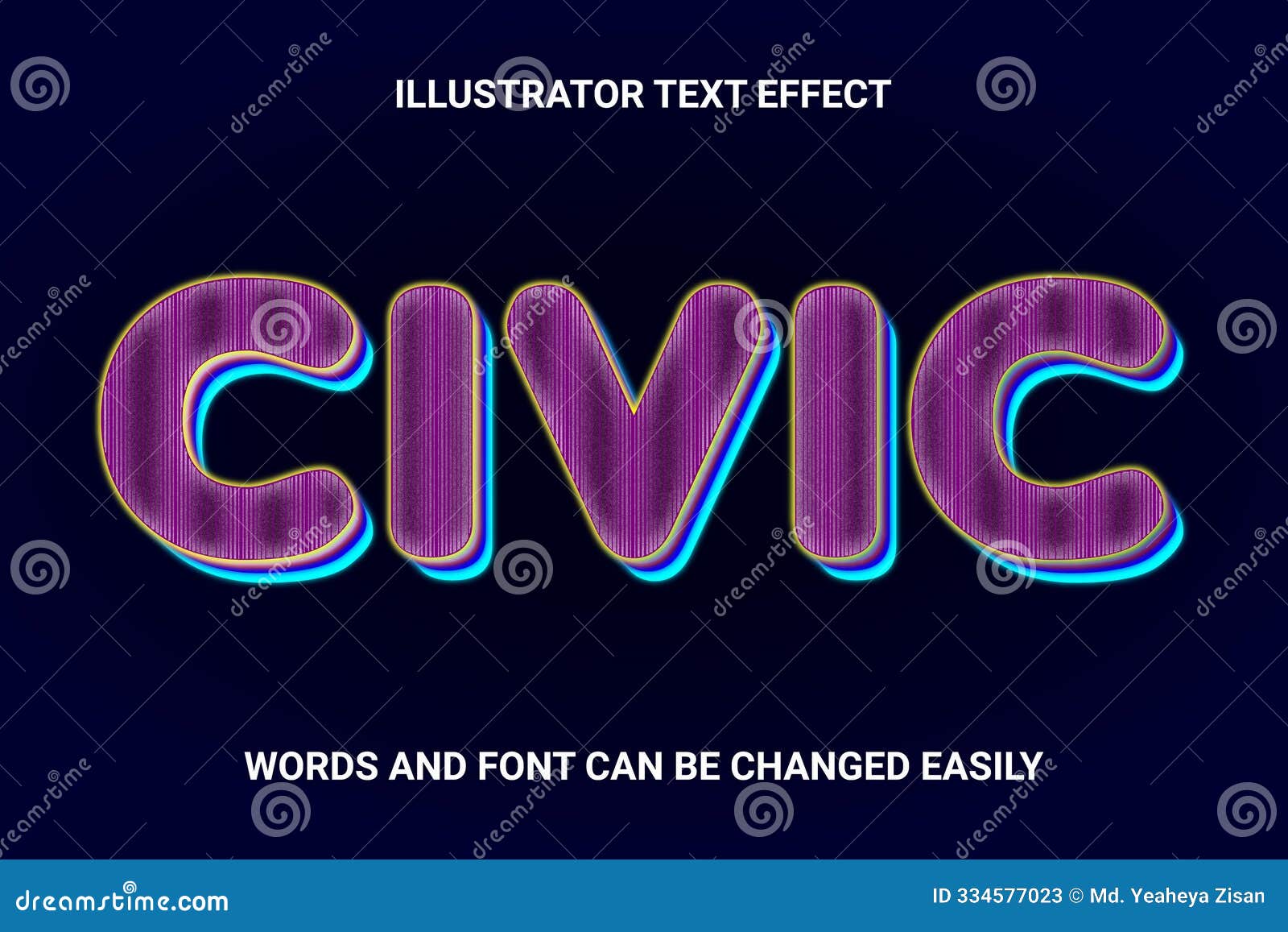 Editable Civic Text Effect Design Created with Illustrator. Stock ...
