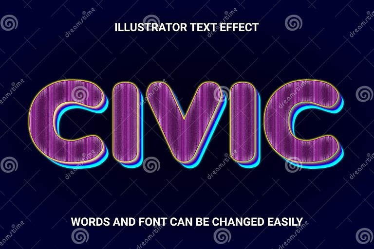 Editable Civic Text Effect Design Created with Illustrator. Stock ...
