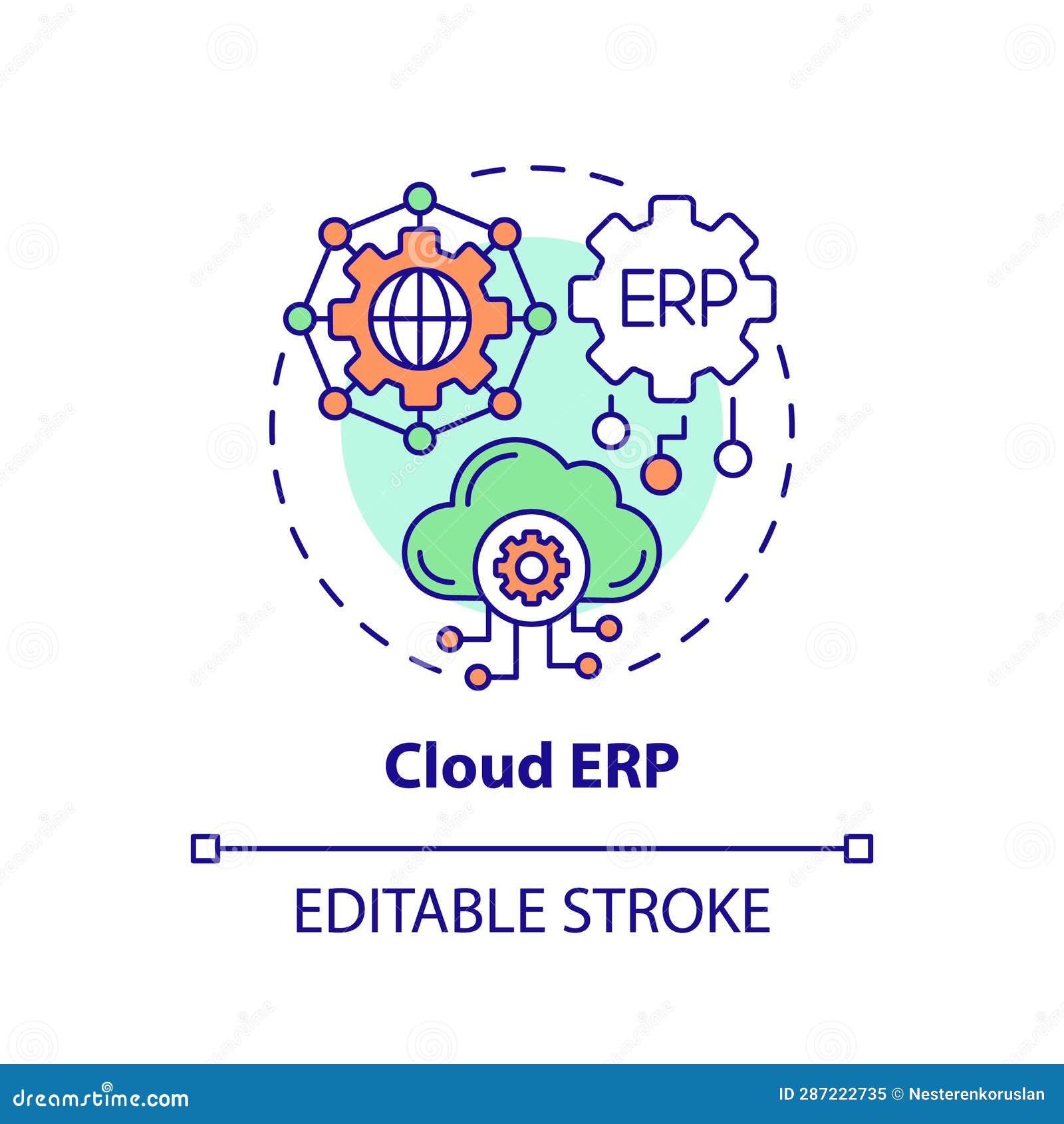 2D Customizable Cloud ERP Line Icon Concept Stock Vector - Illustration ...