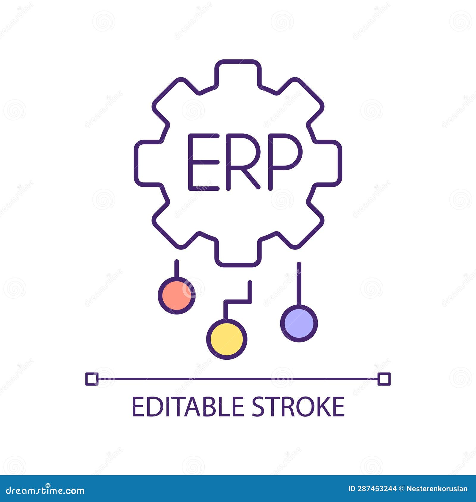 2D Thin Line Colorful Cloud ERP Tasks Icon Stock Vector - Illustration ...