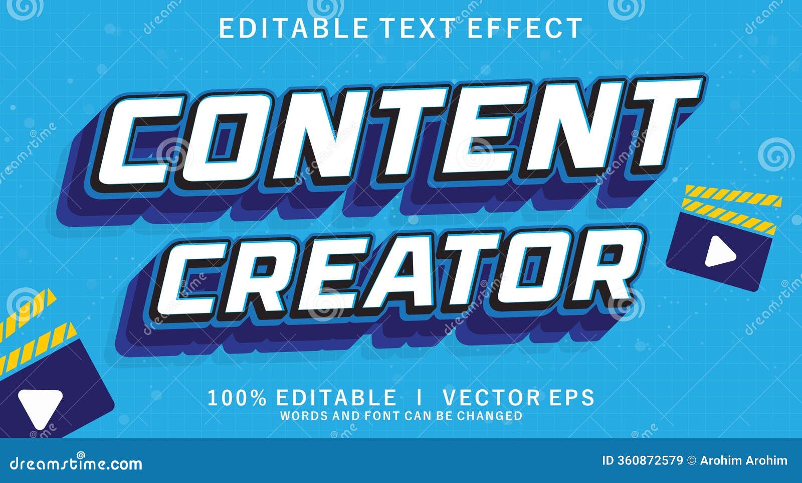 Conten Creator Vector Text Effect with Modern Style Design Stock ...