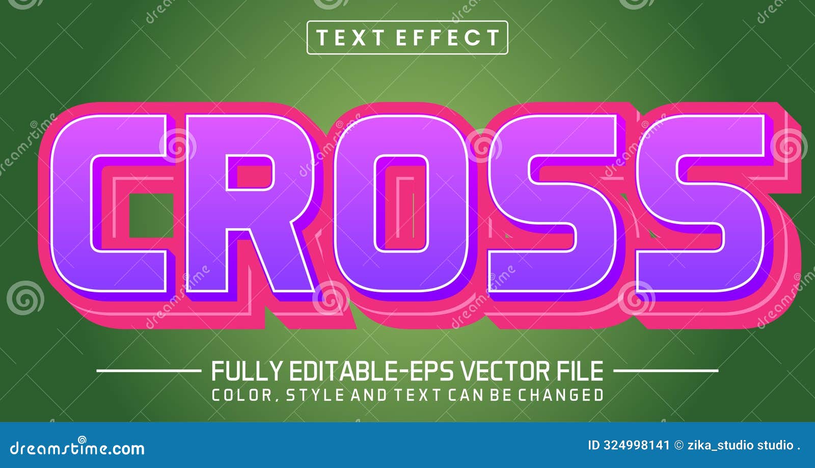 Editable Cross Text Style Effect - Cross Text Style Theme Stock Vector ...