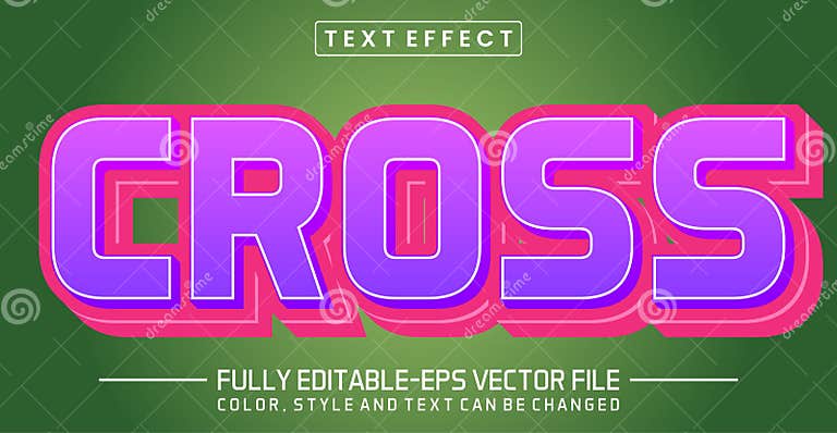 Editable Cross Text Style Effect - Cross Text Style Theme Stock Vector ...