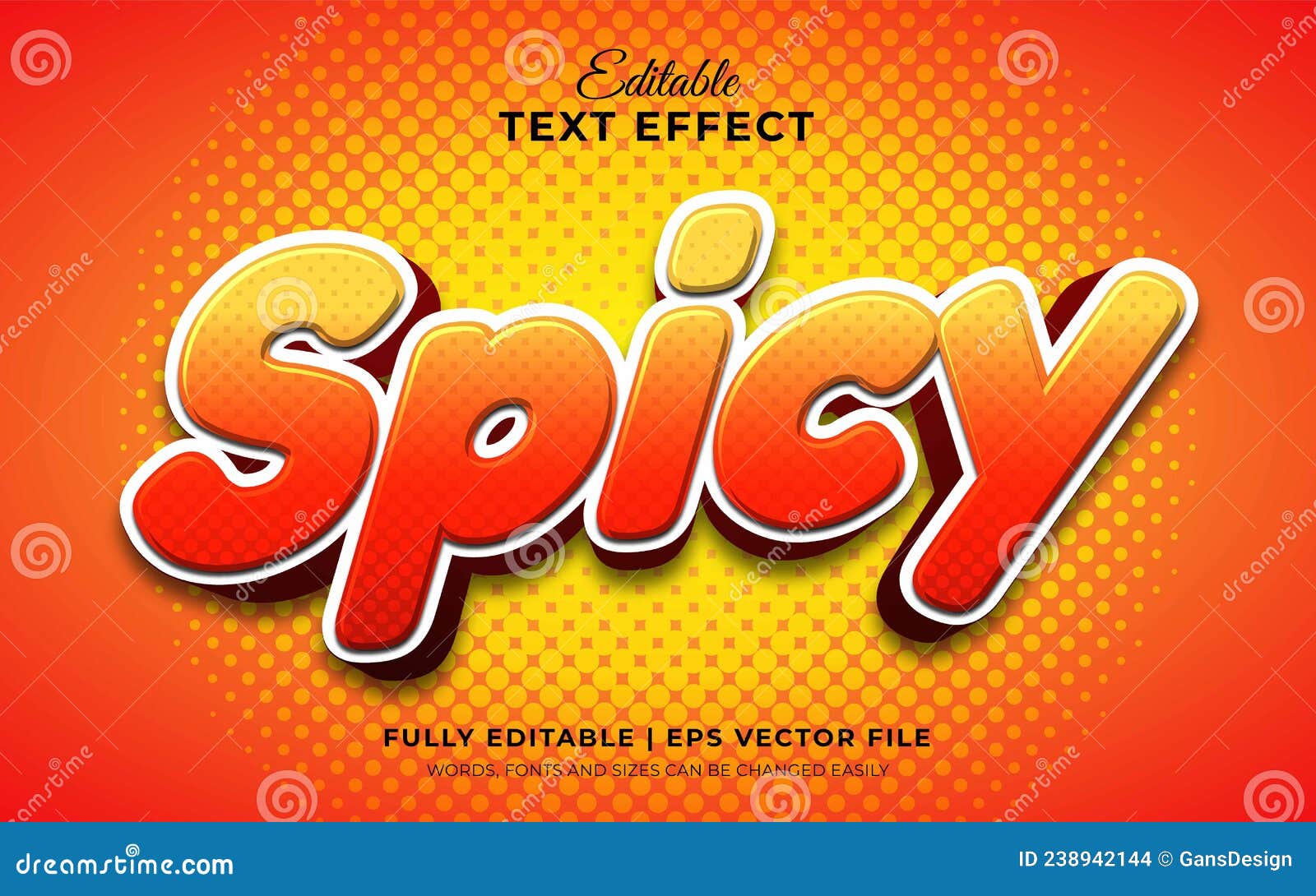 Hot Spicy Text Style Effect. Editable Graphic Text Template Cartoon ...