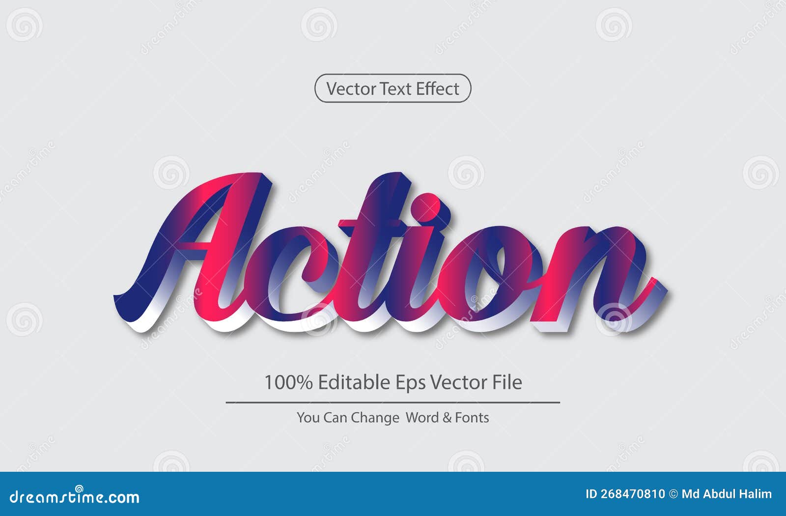 Editable 3d Text Effect Action Layer Style Stock Illustration ...