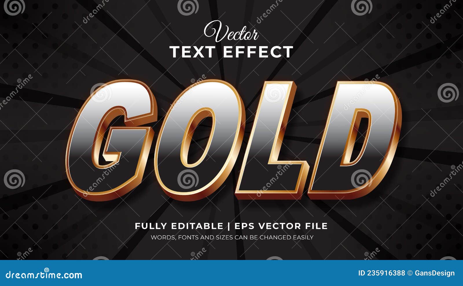 Editable 3d Text Effect with Gold Writing Illustrations Stock Vector ...